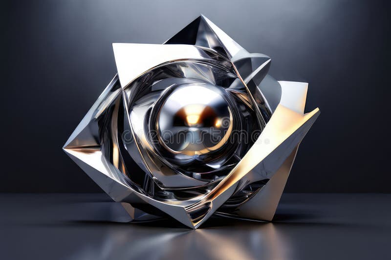 Geometric Shape Decor with Chrome Effect Stock Illustration ...