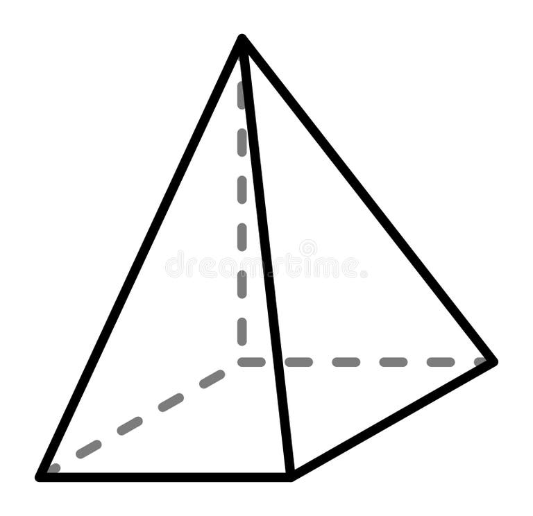 Square Pyramid - Rectangular Pyramid Black and White Outline Art Stock ...