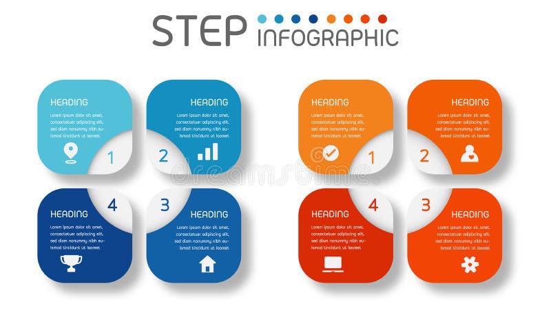 Geometric Shape Elements with Steps,options,milestone,processes or ...