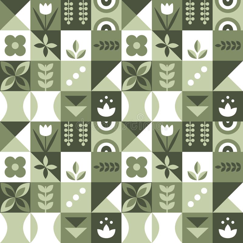 Geometric Shape Green Square Pattern. Seamless Abstract Print with ...