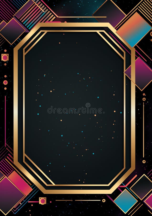 Geometric Shape with Metallic Texture Frame 80s Retro Nostalgic Stock ...