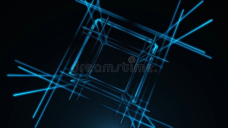 Geometric Shape of Neon Lines in the Form of a Cube Stock Illustration ...