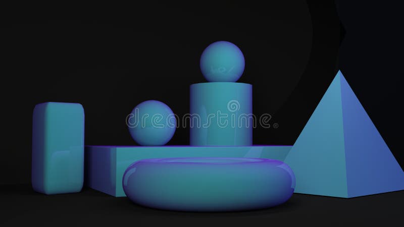 Geometric Shape Scene Minimal 3d Rendering Stock Illustration ...
