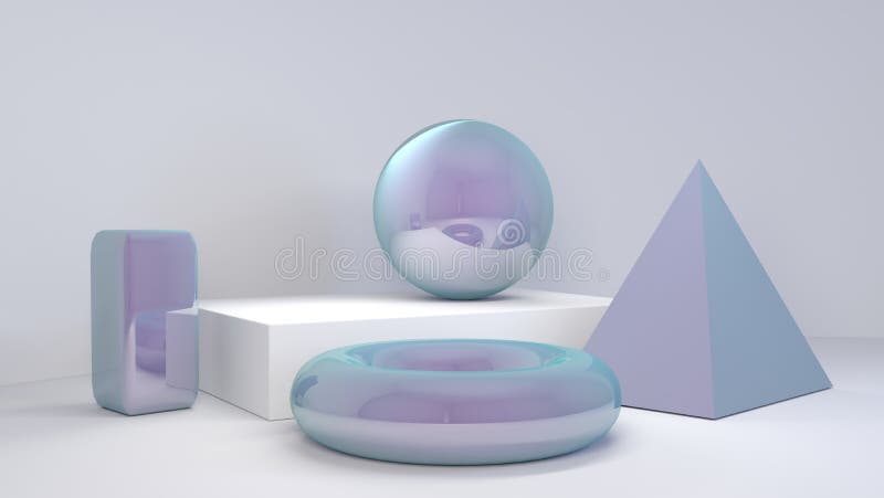 Geometric Shape Scene Minimal 3d Rendering Stock Illustration ...