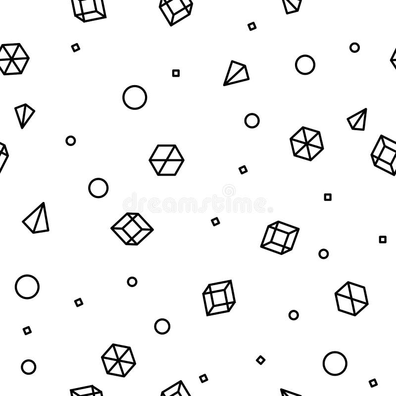 Geometric Shape Seamless Pattern in Memphis Style. Future Mathematic ...