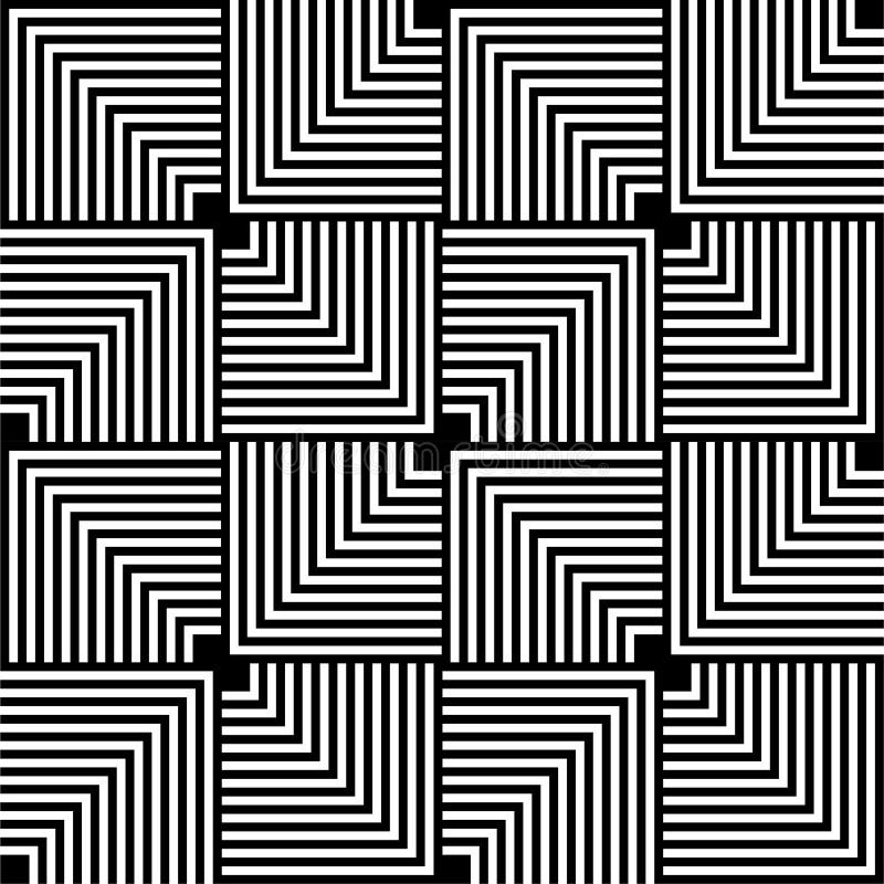 OPTIC ART SEAMLESS VECTOR PATTERN. ILLUSION MONOCHROME TEXTURE. STIPED ...
