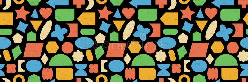 Geometric Shape Seamless Pattern, Retro Figure Background, Graphic ...