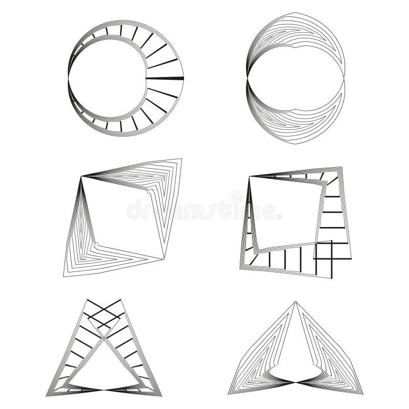 Geometric Shape Set. Curved Line Collection. Vector Abstract Design ...