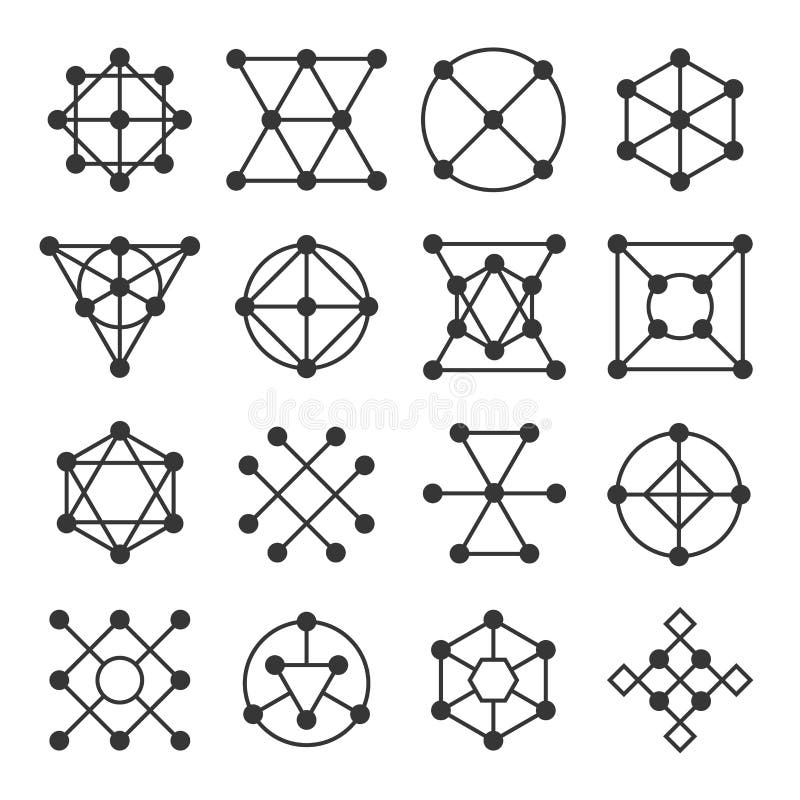 Geometric Shape Signs Set. Line Style Logos Stock Vector - Illustration ...