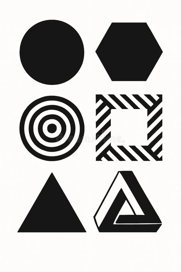 Geometric Shape Symbol Set – Bold Abstract Circle, Triangle, Hexagon ...