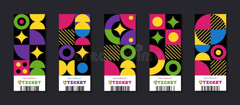 Geometric Shape Tickets. Abstract Pattern Posters. Bauhaus Art ...