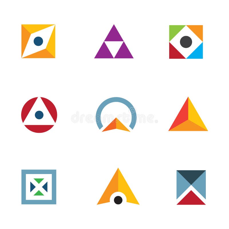Geometric Shape Triangle Circle and Cube Inspiring Combination Logo ...