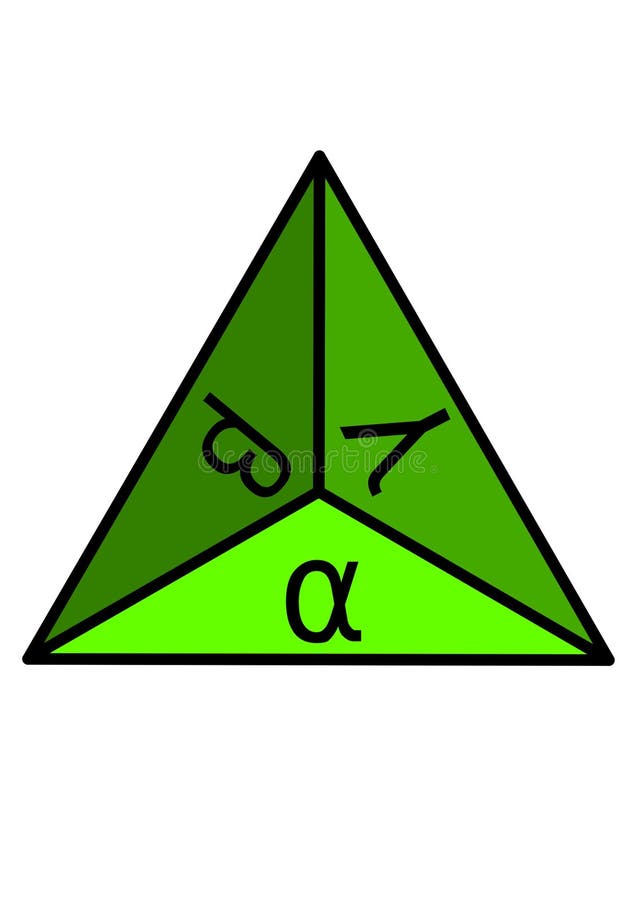 Pyramid in Green with Greek Alphabet, Alpha, Beta, Gama Stock ...