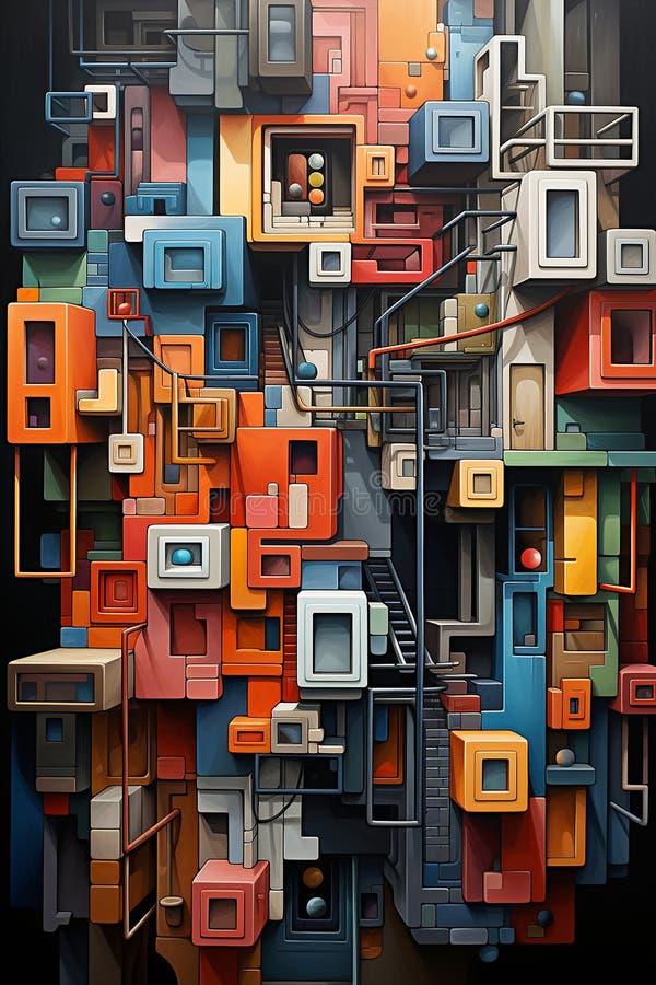 Geometric Shapes Abstract Art. Vibrant Colors, Precise Compositions ...