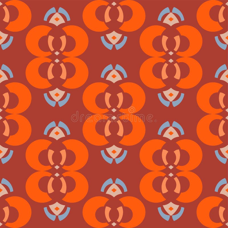 Geometric Shapes Art Vector Repeatable Pattern Tile in Orange and Blue ...