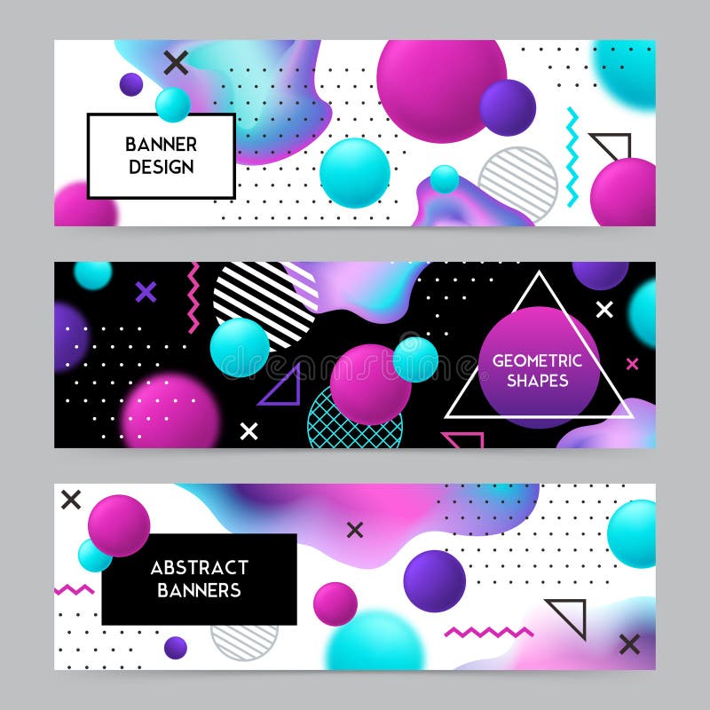 Geometric Shapes Banners Set Stock Vector - Illustration of figure ...