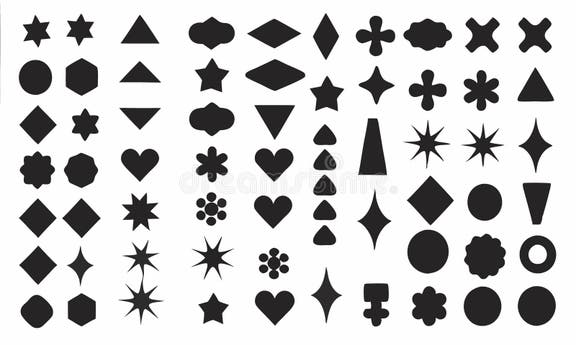 Geometric Shapes Basic Forms Design Elements Black Silhouettes Vector ...
