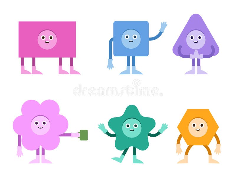 Geometric Shapes Characters. Stock Vector - Illustration of abstract ...