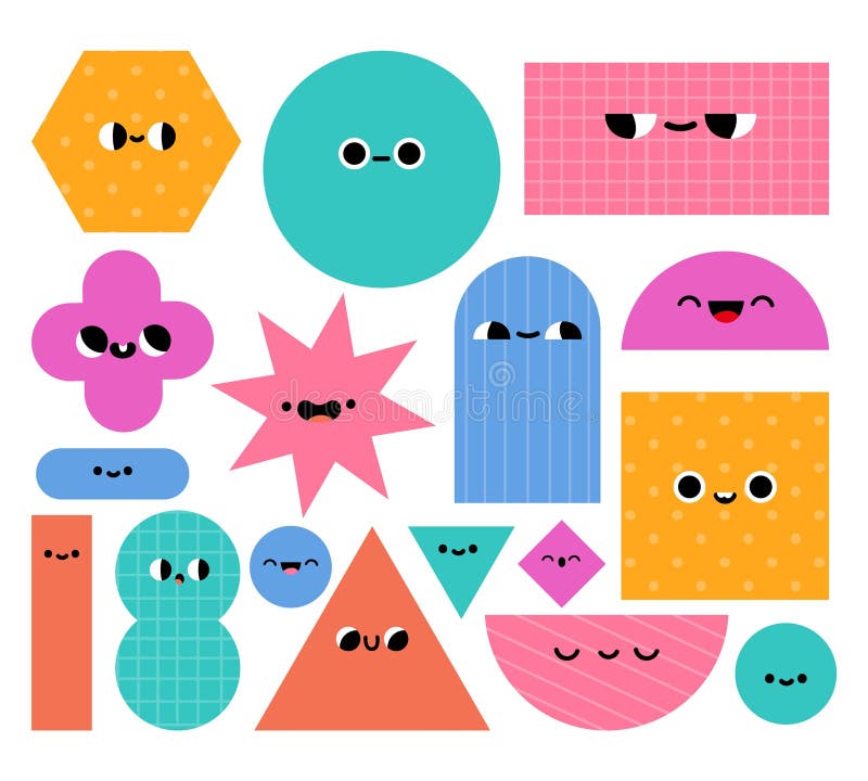 Geometric Shapes Cartoon Faces Rectangle Stock Illustrations – 191 ...