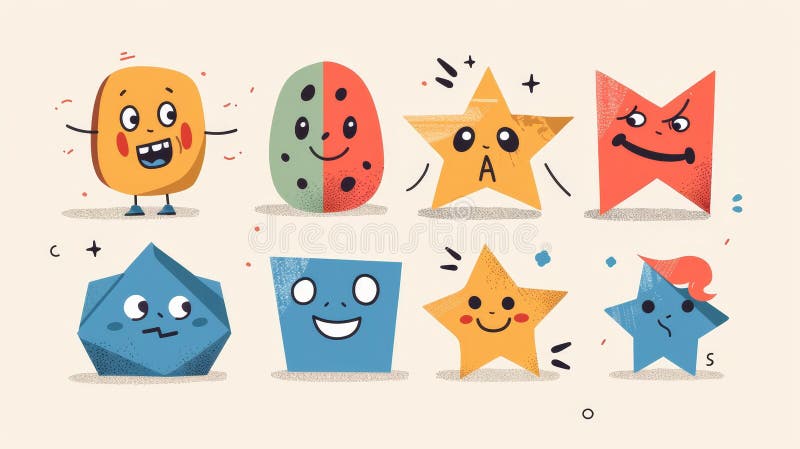The Geometric Shapes Characters Have Different Emotions. these Cute ...