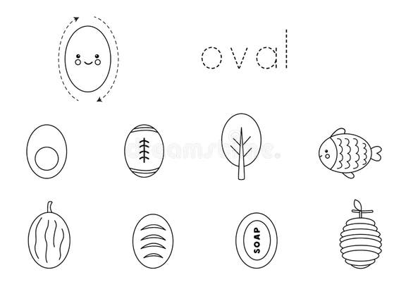 Learning Oval Shape for Children. Basic 2d Shapes. Stock Vector ...