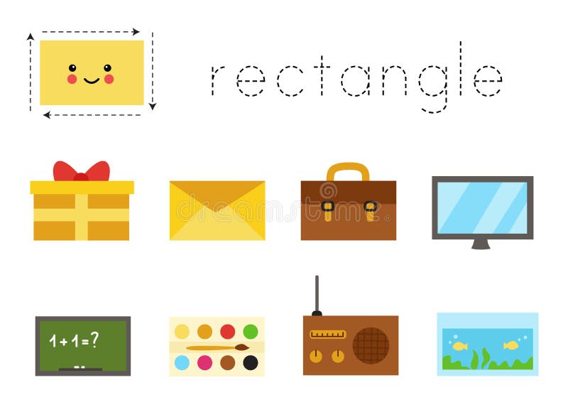 Learning Basic Geometric Form for Children. Cute Rectangle. Stock ...