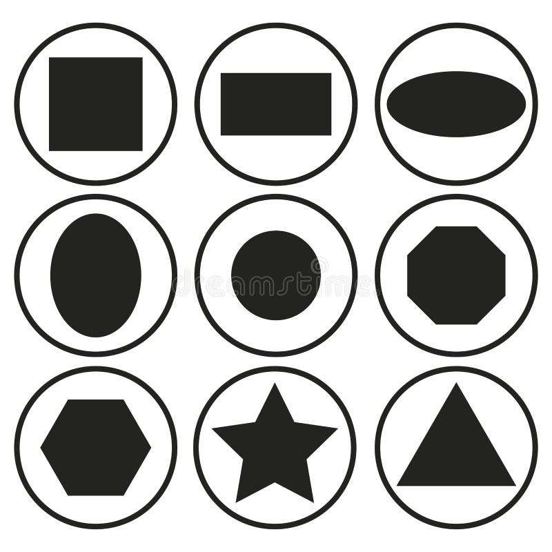 Geometric Shapes in Circles. Concept Graphic Design Element. Star Icon ...