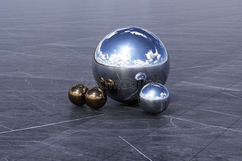 Geometric Shapes with Cloudy Environment Stock Illustration ...