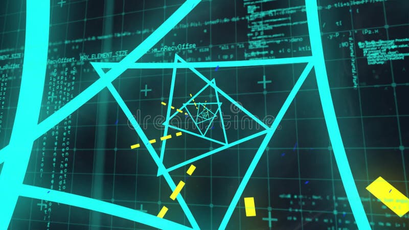 Geometric Shapes and Coding Data Animation Over Digital Grid Background Stock Footage - Video of ...
