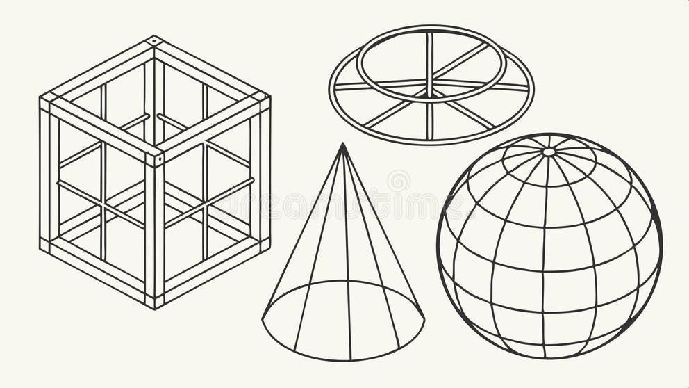 Geometric Shapes Collection, Cube, Sphere, Cone, Representing Geometry ...