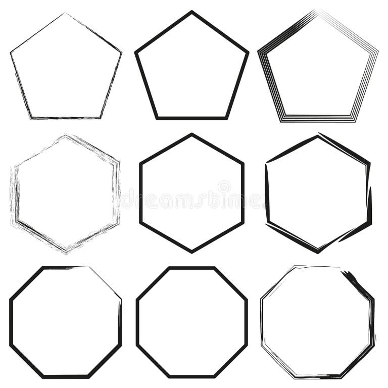 Geometric Shapes Collection. Pentagon Hexagon Forms. Vector Outline ...