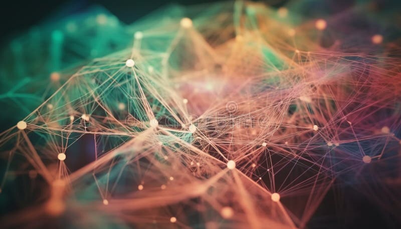 Geometric Shapes Connect in Futuristic Computer Network Generated by AI ...