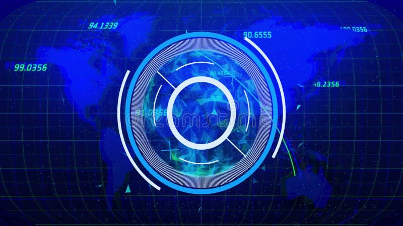 Geometric Shapes and Coordinates Animation Over Digital World Map ...