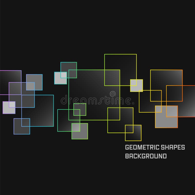 Geometric Shapes Dark Abstract Background. Square Pattern. Stock Vector ...