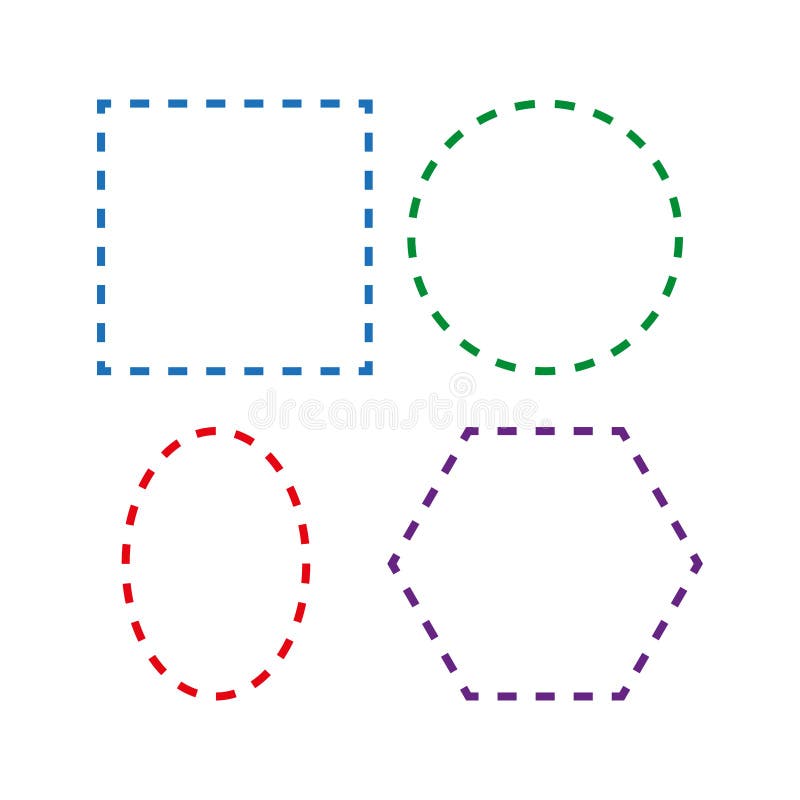 Geometric Shapes with a Dotted Line. Simple Vector Illustration on a ...