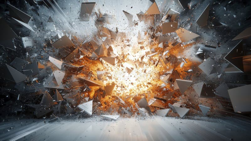 Geometric Shapes Exploding in a Futuristic Display Digital Art Abstract ...
