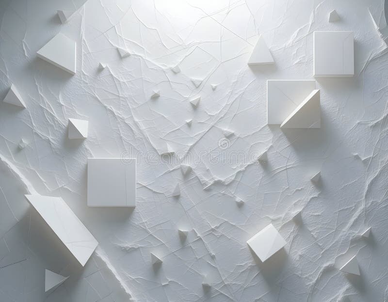 Geometric Shapes Floating on Textured White Surface Creates Minimalist ...