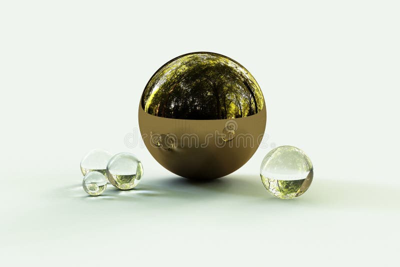 Geometric Shapes with Forest Environment Reflected Stock Illustration ...