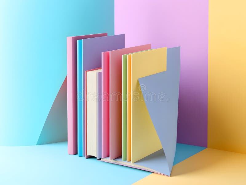 Geometric Shapes Form a Stylized Open Book Stock Illustration ...