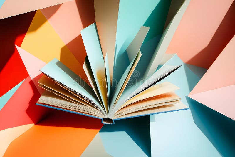 Geometric Shapes Form a Stylized Open Book Stock Illustration ...