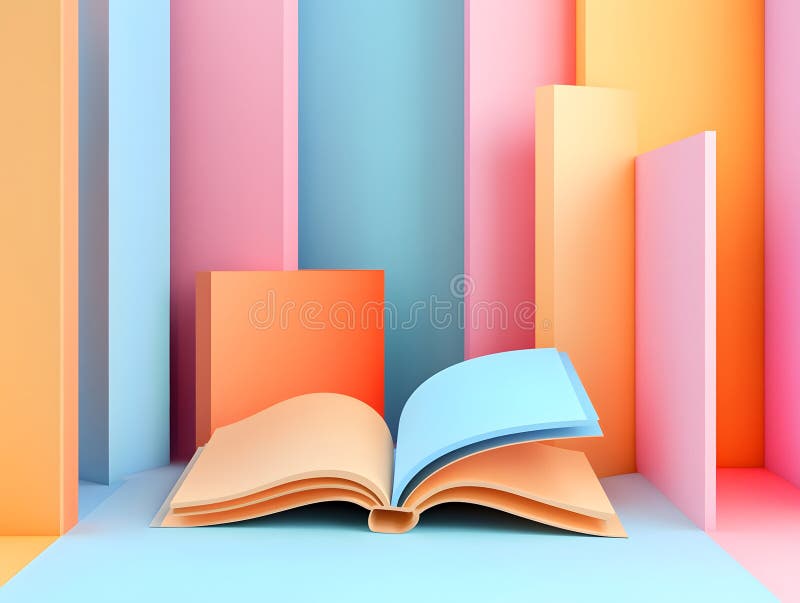 Geometric Shapes Form a Stylized Open Book Stock Illustration ...