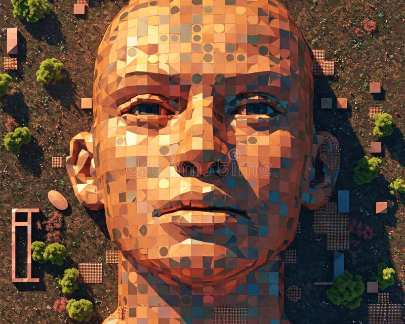 Geometric Shapes Forming a Face when Viewed from Afar Stock ...