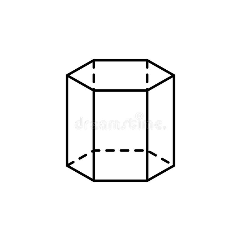 Geometric Shapes, Hexagonal Prism Icon. Simple Line, Outline Vector 3d Figures Icons for Ui and ...