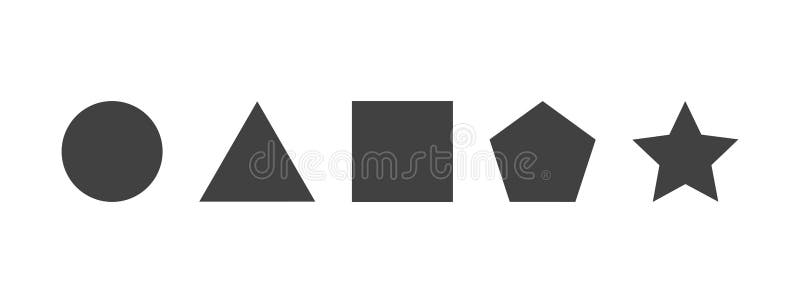 Geometric Shapes Icons: Circle, Triangle, Square, Pentagon and Polygon ...