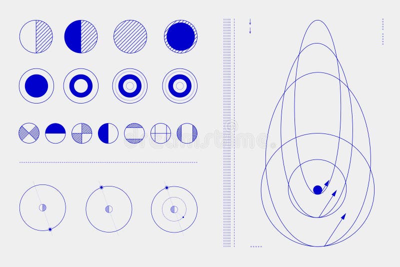 Geometric Shapes, Including Circles, Lines, and Arcs, Arranged in a ...