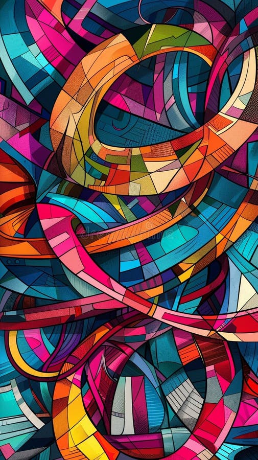 Geometric Shapes Interlock Dynamically Stock Illustration ...