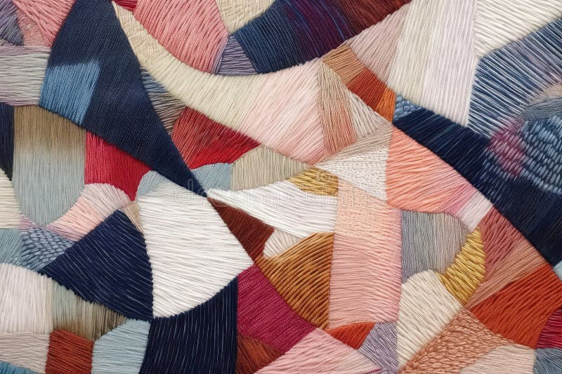 Geometric Shapes Interlock in Modern Embroidered Artwork. Generative AI ...