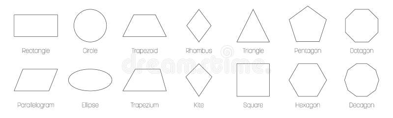 Geometric Shapes with Labels. Set of 12 Basic Shapes Stock Vector ...