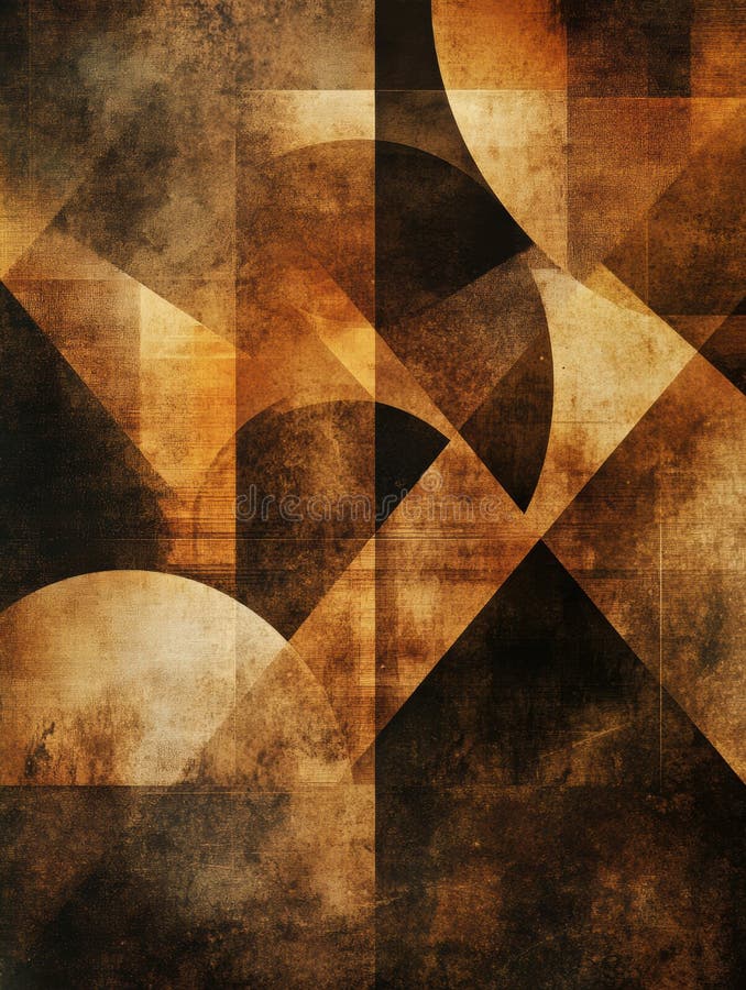 Abstract Geometric Shapes with Rich Coffee Textures in a Modern Art ...
