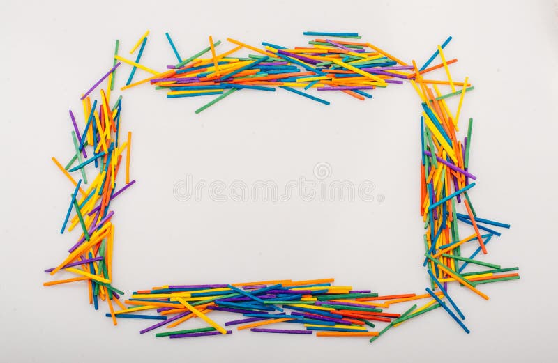 Geometric Shapes Made with Colorful Sticks on White Background Stock ...
